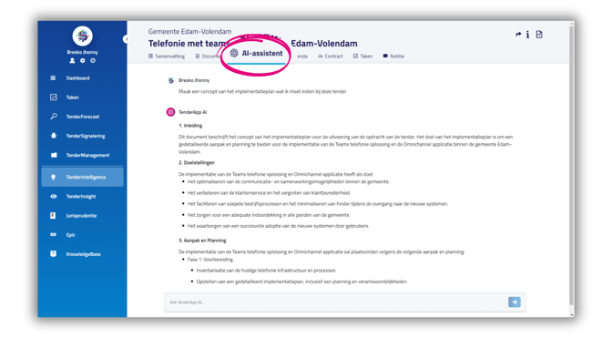 TenderApp lanceert de AI-tender Assistent